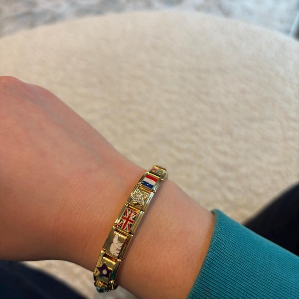Gold Italian Bracelet, Custom Gold Italy Charms, Personalized Italian ...
