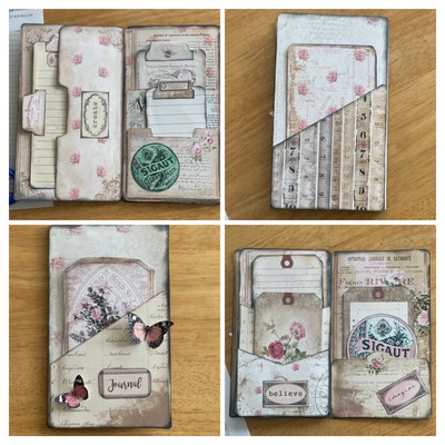 Junk Journal, Page, Pockets, No. 1, Folio, Folder, Shabby, Pink, Insert, Kit, Vintage, Pocket ...