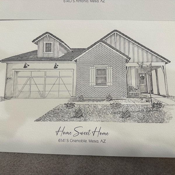 Custom Home Sketch, Personalized Digital House Portrait, House Drawing ...