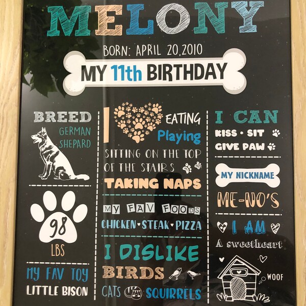 Dog First Birthday Chalkboard, Dog Birthday Sign, Dog Party, Pet 1st ...