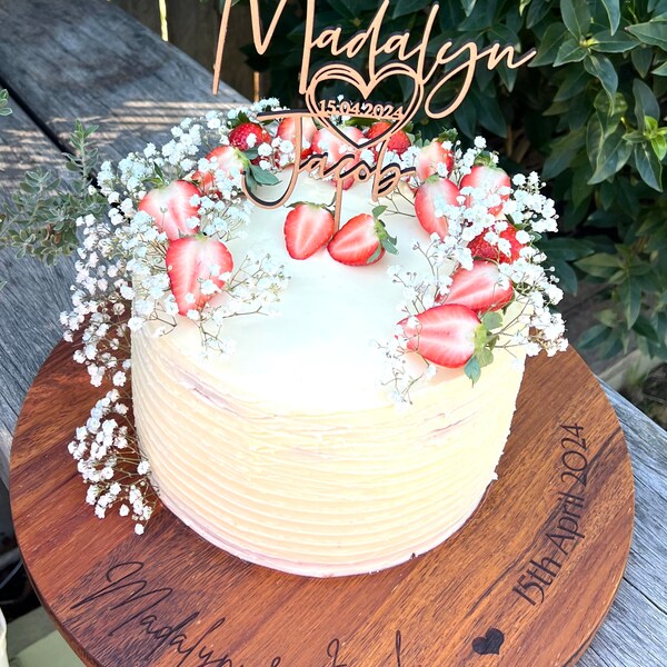 Wedding Cake Topper With a Heart and a Date, Personalized Cake Topper ...