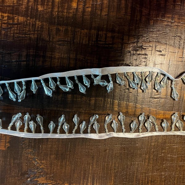 2 7/8" Acrylic Bead Fringe Trim W/teardrop&diamond Shape Beads. Early ...