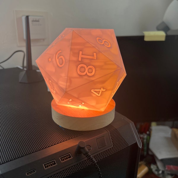 D20 Dice Lamp: 3D Printed Dungeons and Dragons Accent Light - Etsy
