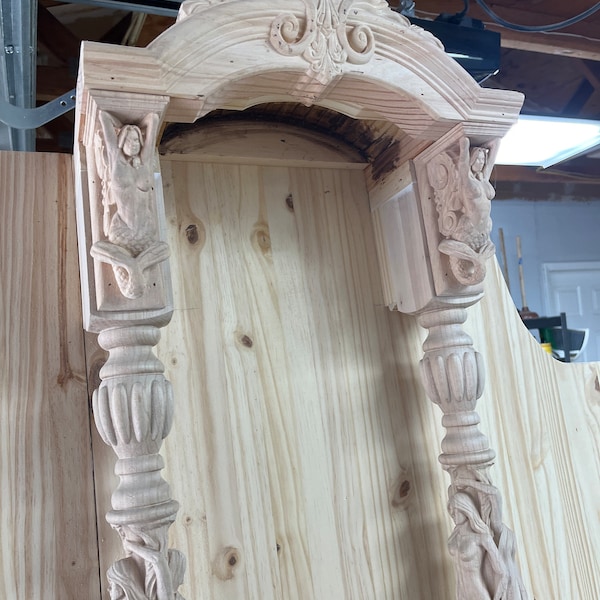 Carved Arched Element of Wood, 1pc, Home Wall Embellishments, Furniture ...