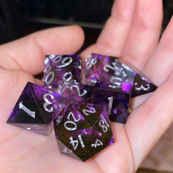 Malignant Midnight Sharp Dnd Dice Clear Handmade Resin Dice Set for ...