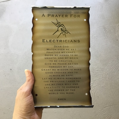 Metal Electrician's Prayer Scroll, Electrician Gifts, Electrician ...