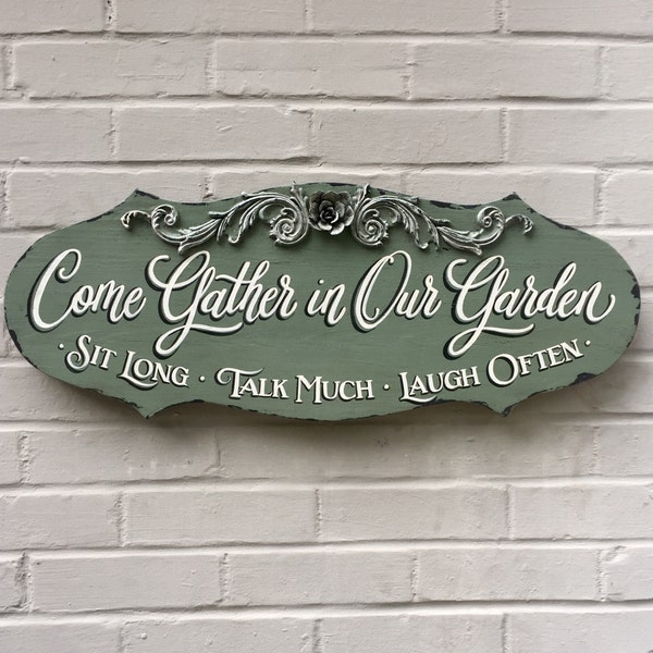 Garden Sign-personalized Garden Sign-flower Garden Sign-rustic Garden ...