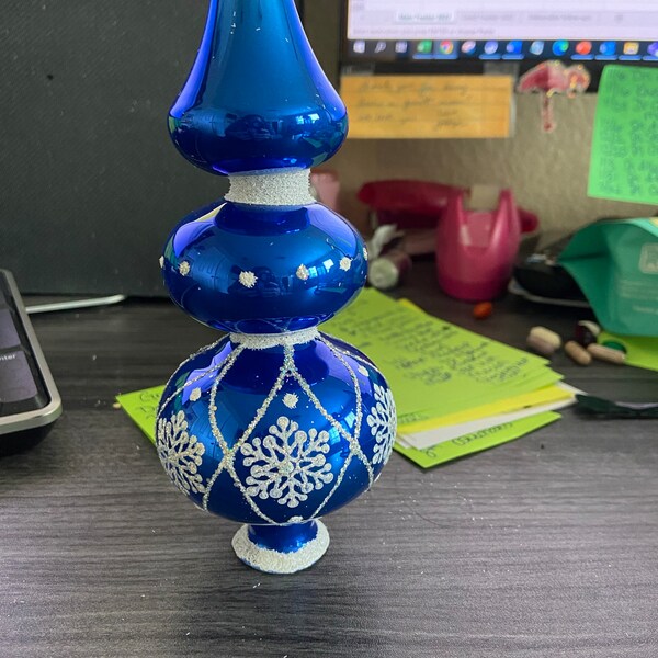 10 Inch Tree Topper - Elegant Blue Design Adorned With Charming ...