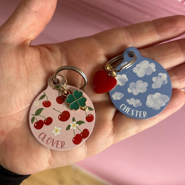 Cherry Pet ID Tag | Cherry Tag for Dogs | Summer Berries Cat ID Tags ...