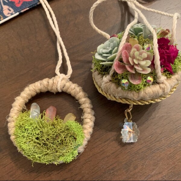 Herb Crystal Good Luck Charm Dream Catcher, Green Witch Positivity ...