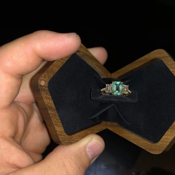 Thin Rotating Engagement Ring Box, Ring Box, Anniversary Gift, Wooden ...