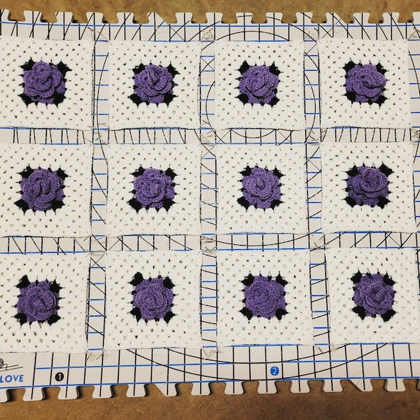 CROCHET PATTERN Rose ‘and’ Square, Crochet Rose Pattern. US Terms ...