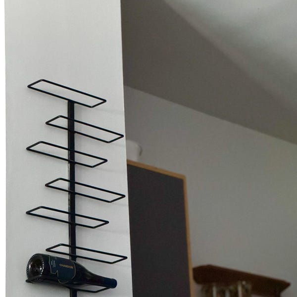 Modern Metal Wine Rack – 6 Bottle Wall Mounted Storage – Minimal Black ...