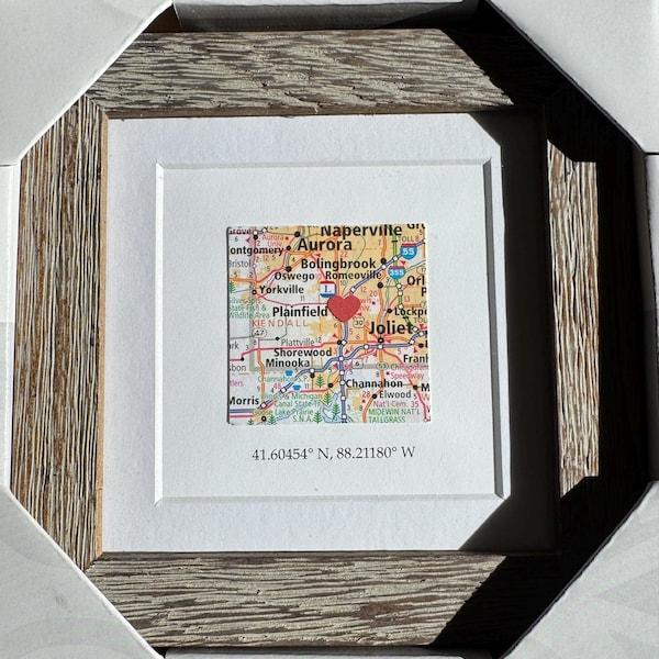 Framed Map & GPS Coordinates - Custom Map Gift - Latitude Longitude ...
