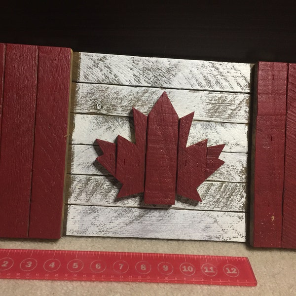 Handmade Rustic Wood Canadian Flag | Canada Decor and Gift | Made in ...