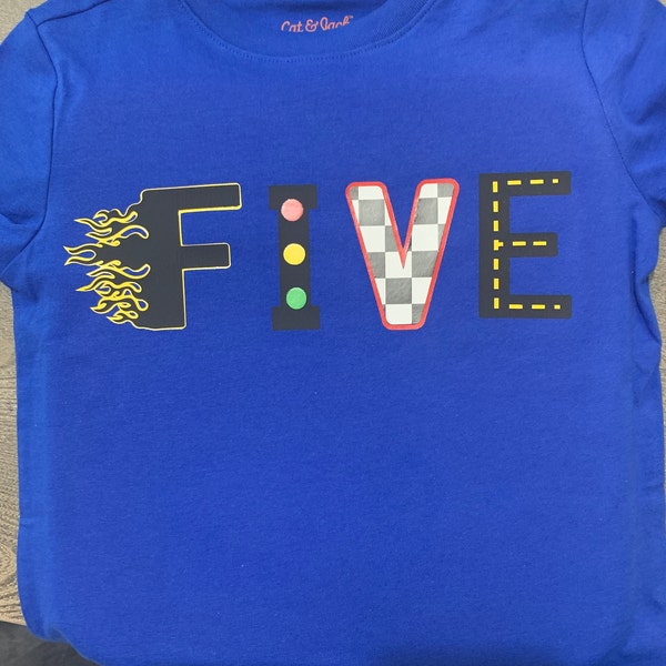 Cars 5 Five Racecar Svg Party 5th Svg Fifth 5 Birthday Checkered Flag ...