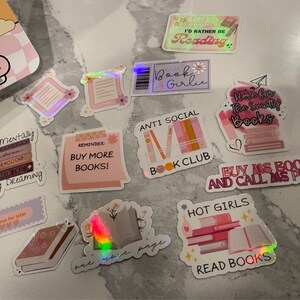 Pink Bookish Holographic Sticker Bundle Bookish Kindle Stickers Book ...