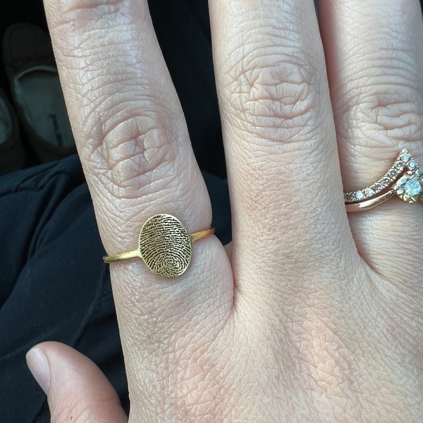 Memorial Thumbprint Ring - Personalized Fingerprint Jewelry - Custom ...