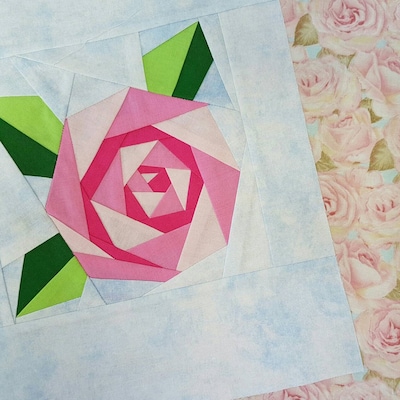 Rosie's Rose Paper Piecing Quilt Block Pattern PDF Download, 6 & 12 ...