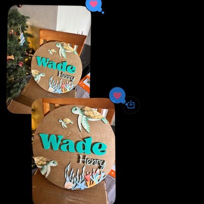 Sea Turtle Nursery Decor, Sea Turtle Name Sign Wood, Baby Signs for ...