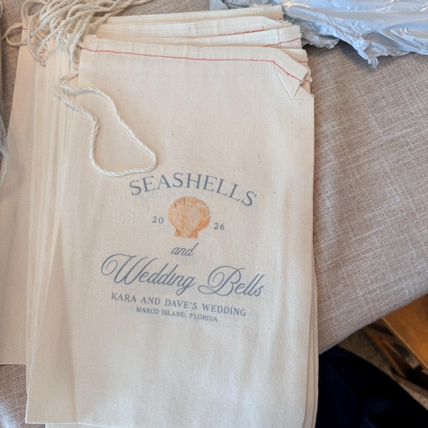 Seashells & Wedding Bells Bachelorette Party or Wedding Custom Tote Bag ...