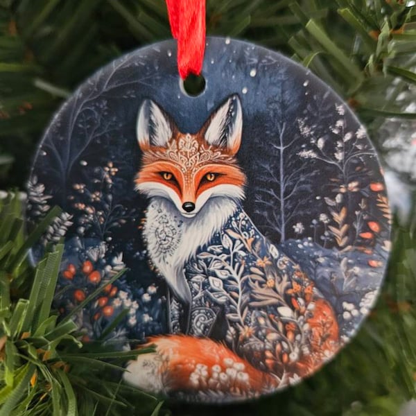Scandinavian Fox Folk Art Christmas Ornament, Swedish Folk Art ...
