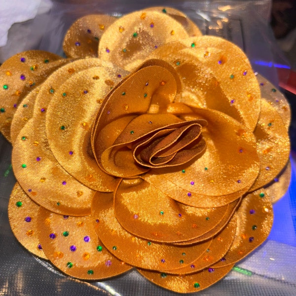 Large Gold Silk Flower Brooch Pin Gold Flower Flower Pin Hair Clip Large Gold Pin Flower Women’s ...