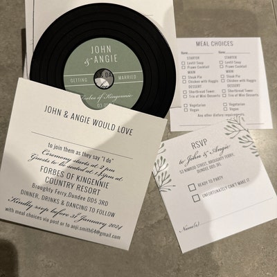 Retro Vinyl Record Design Wedding Invitations, Personalised Rainbow ...