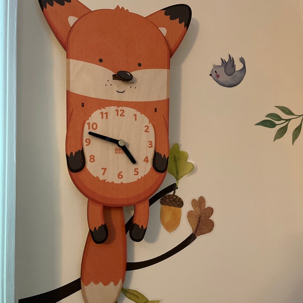 Fox Pendulum Clock | Woodland Nursery Decor | Kids Clock | Woodland ...