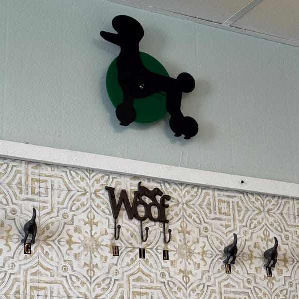 Wagging Tail Poodle Dog - Black & Yellow Silhouette - Wall Clock - Etsy