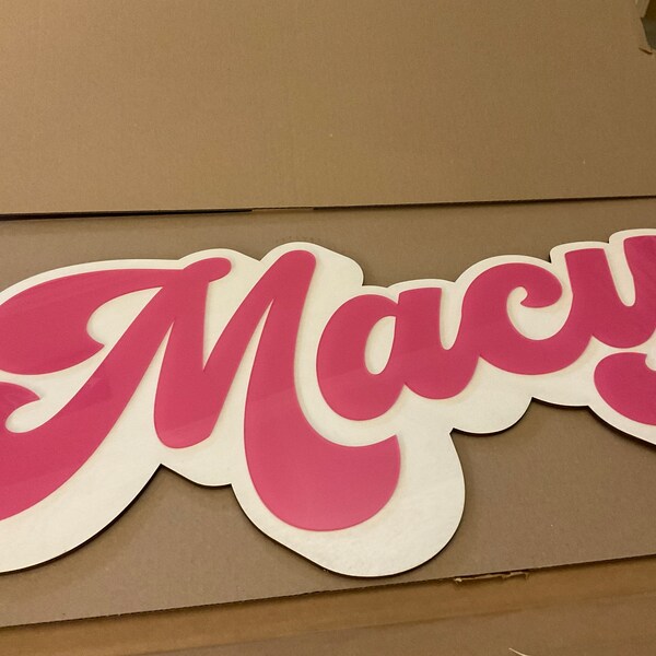 Custom Nursery Name Sign Groovy Wall Art Custom Acrylic & Wood Sign ...