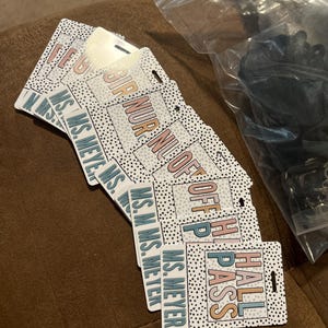 Boho Vibes Theme Classroom Hall Passes for Teachers, Personalized, Set ...