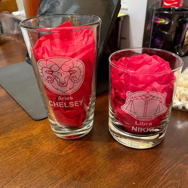 Monogrammed Nucleated Beer Glass, Custom Etched 16oz Glass,, Custom ...