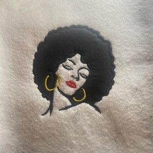 Woman With Afro Hair Applique Embroidery Designs 3 Sizes INSTANT ...