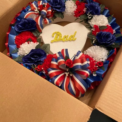 Patriotic Cemetery Wreath, Dad, Gravesite, Memorial Day, Funeral ...