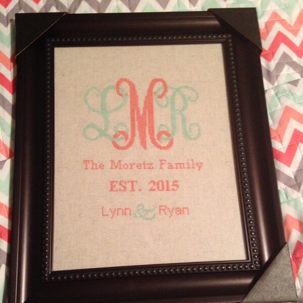 Interlocking Monogram Cross Stitch Pattern: Personalized PDF (digital ...
