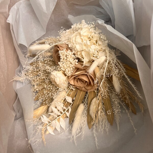 Rustic Dusty Blue Dried Flower Bouquet, Dried Flower Posy, Wedding ...
