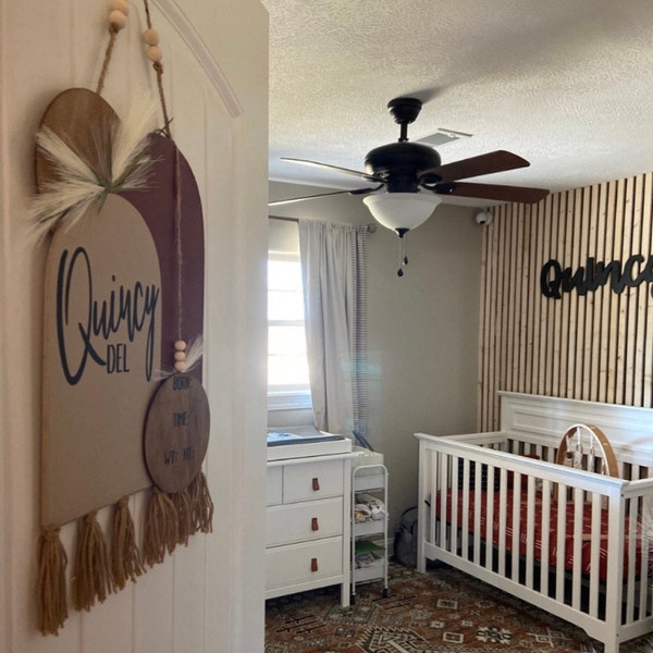 BOHO Baby Hospital Door Hanger Sign | Baby Shower Gift | Nursery Sign ...