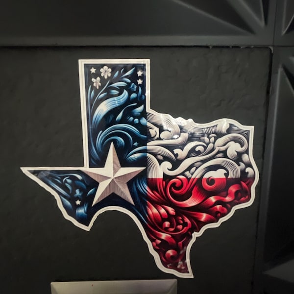 State of Texas and Flag | Waterproof, UV Resistant, Vinyl Sticker Decal ...