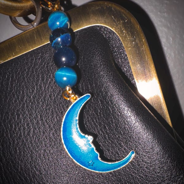 Blue Moon Keychain - Beaded Keychains With Moon-themed Charm Beaded Bag ...
