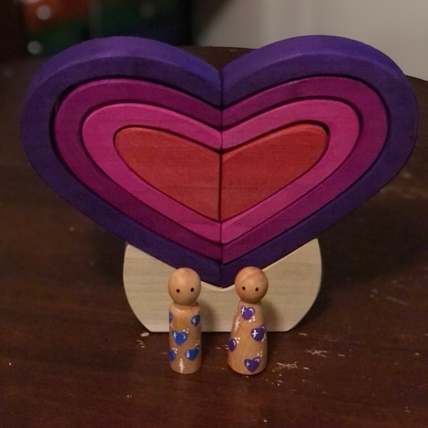 Wooden Heart Stacker, Valentine's Day Gift, Wooden Heart, Montessori ...
