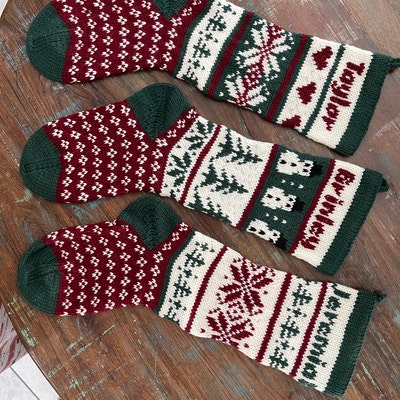 Christmas Stocking Knitting Pattern Train - Etsy