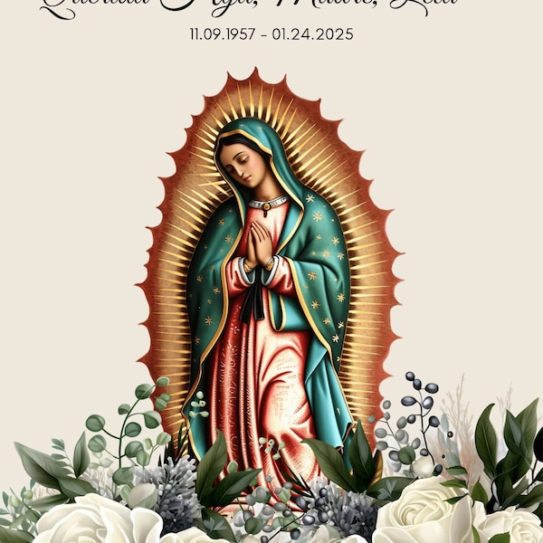 Virgen Mary Catholic Funeral Card | En Memoria De | Tarjeta Funeral ...