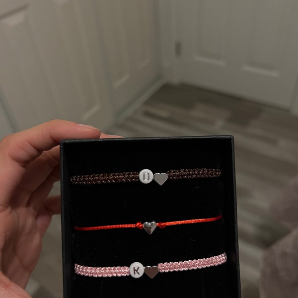 Set of 2 Custom Initial Bracelets for Couples | Personalized Matching ...