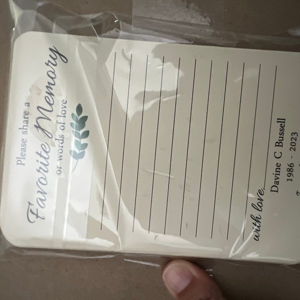 Handmade Memorial Share a Memory Cards - Memorial Cards - Share Words ...