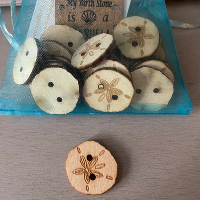 Birch Wood Laser Cut Sand Dollar Buttons 1 Inch Ideal Fror Crochet and ...