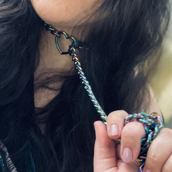 Gunmetal - Bone Ring Slip Chain / Fidget Choker/collar - Etsy