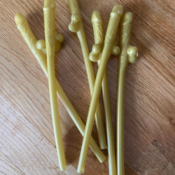 Willy Straws Hen Party Night Out Novelty Sucking Drinking Straws Gold ...