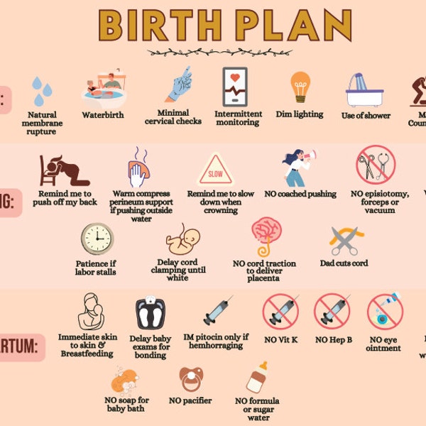 Visual Birth Plan L Natural Birth Template L Labor and Birth ...