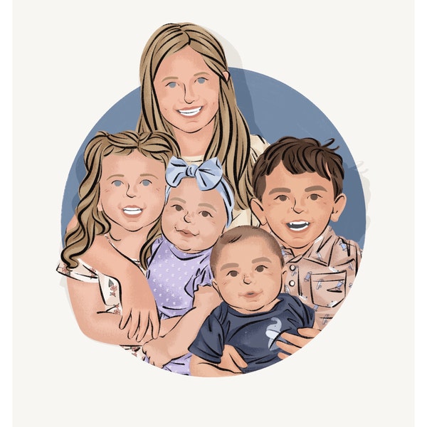 Custom Family Portrait Illustration (digital Portrait) - Etsy